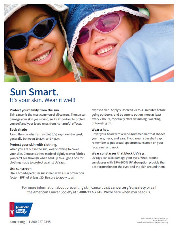 Sun Smart Flyer Bilingual - English/Spanish (0054.08) – American Cancer ...