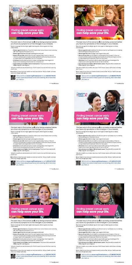 Mammogram Posters: Set of 6 - English (5021.00) – American Cancer Society