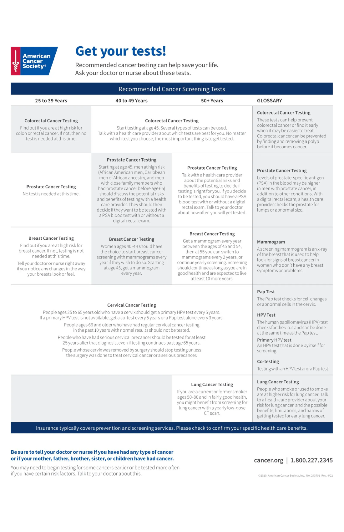 Get Your Tests! Flyer - English (2437.01) – American Cancer Society