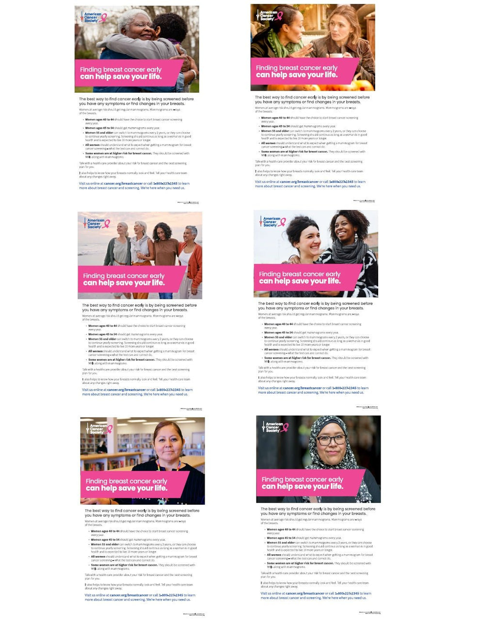 Mammogram Posters: Set of 6 - English (5021.00) – American Cancer Society